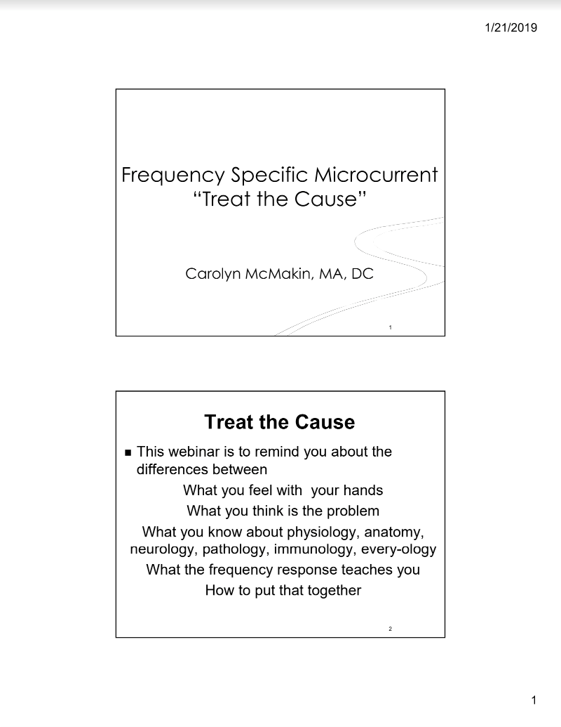 handouts cover - new treatment paradigm - Frequency Specific Microcurrent - Frequency Specific ...