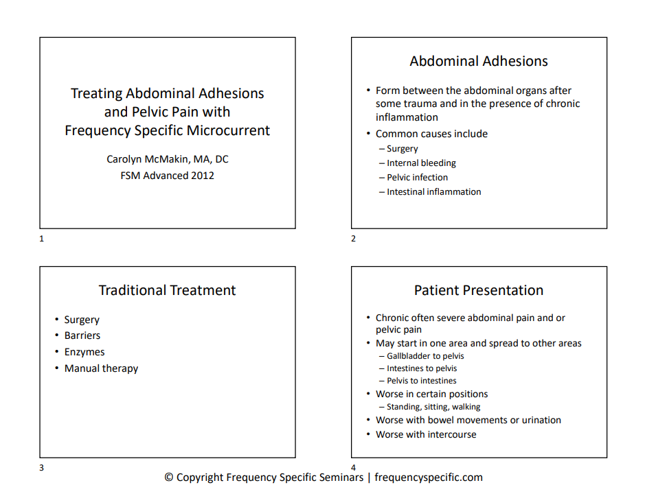 handouts cover -Treating-Abdominal-Adhesions - Frequency Specific Microcurrent - Frequency ...